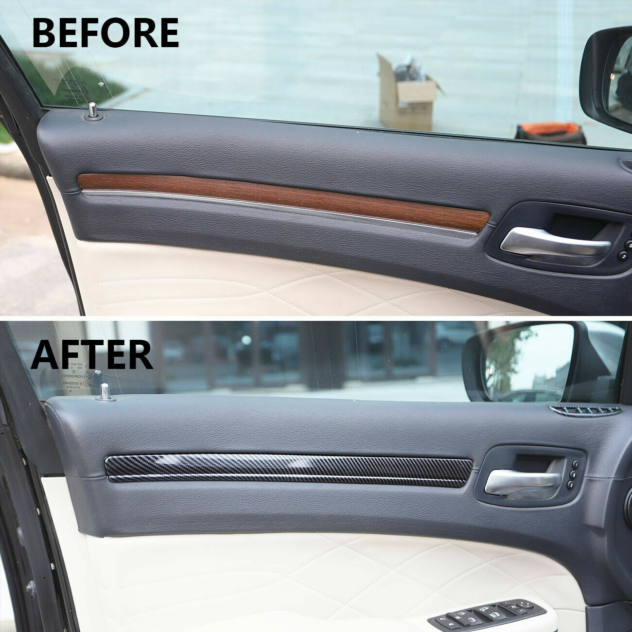 4X Interior Door Panel Cover Strips For Chrysler 300/300C 2011+ Carbon ...