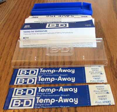 Vintage Thermometer, BECTON DICKINSON B-D Temp Away 2 Sheaths, Dir + Ad ...