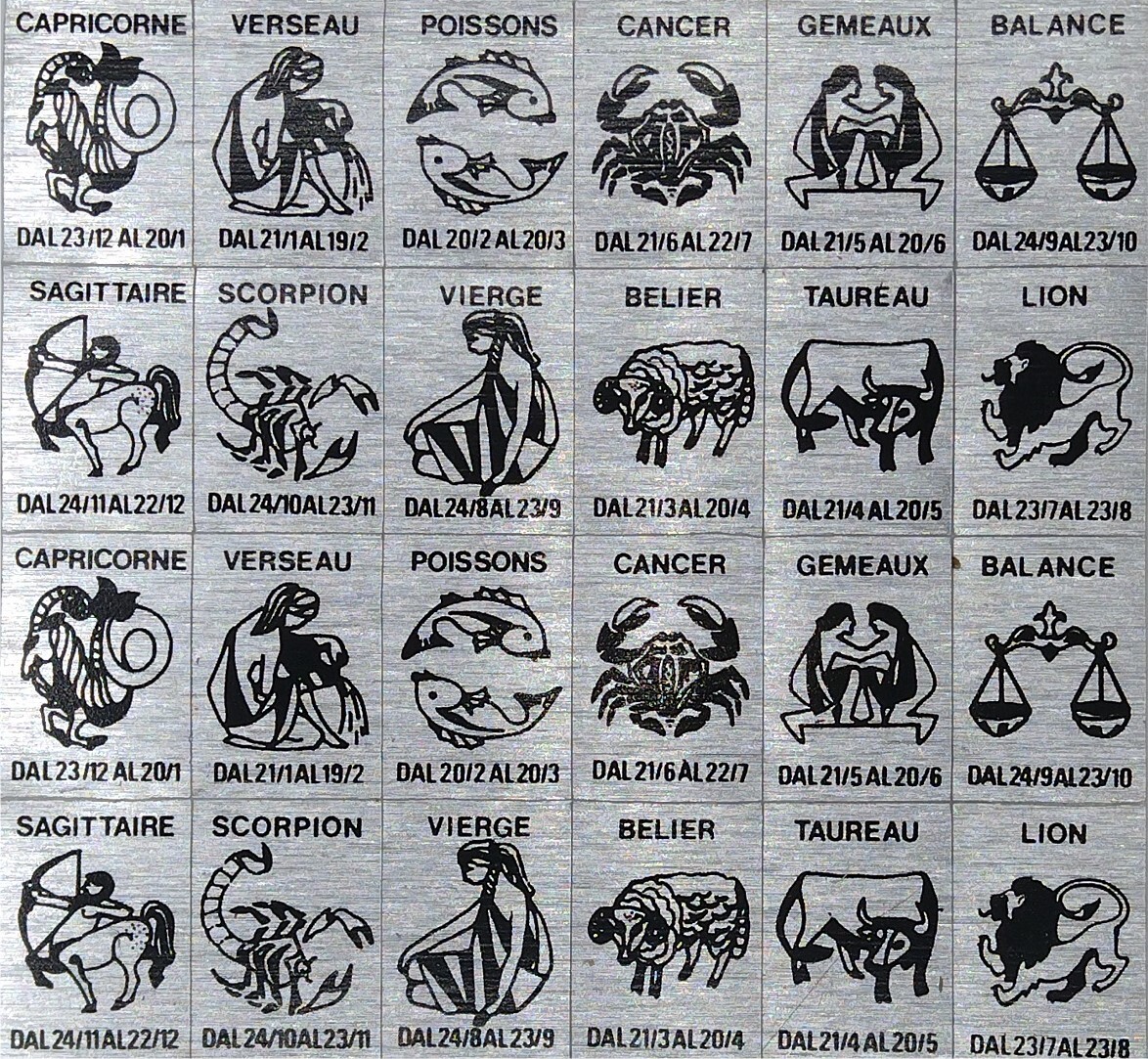 10x ALUSTICKER AUFKLEBER Sternzeichen Frankreich Französisch SIGNE ...