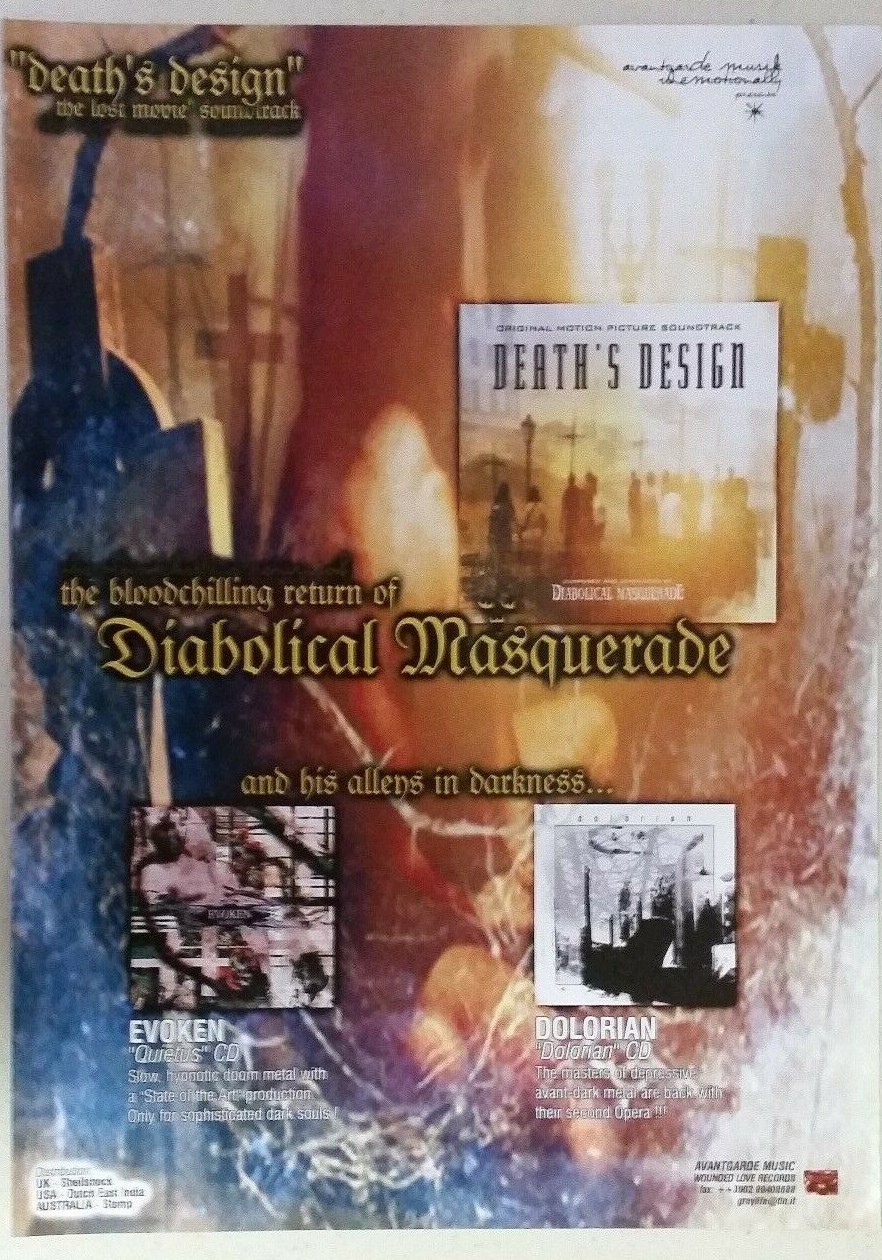 DIABOLICAL MASQUERADE "Death's Design" ~ Vtg. Magazine PRINT AD ...