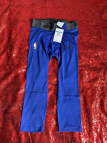 Men's Size M Nike Pro NBA Player Issued 3/4 Compression Tights Blue ...