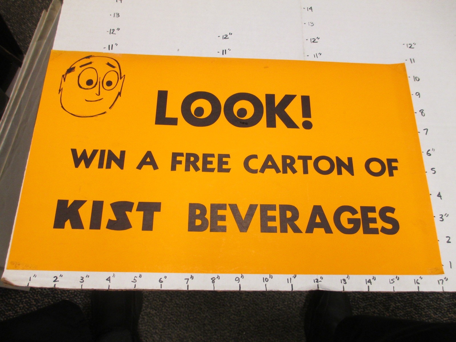 KIST soda 1960s store display sign US paper poster Free Carton LOOK ...