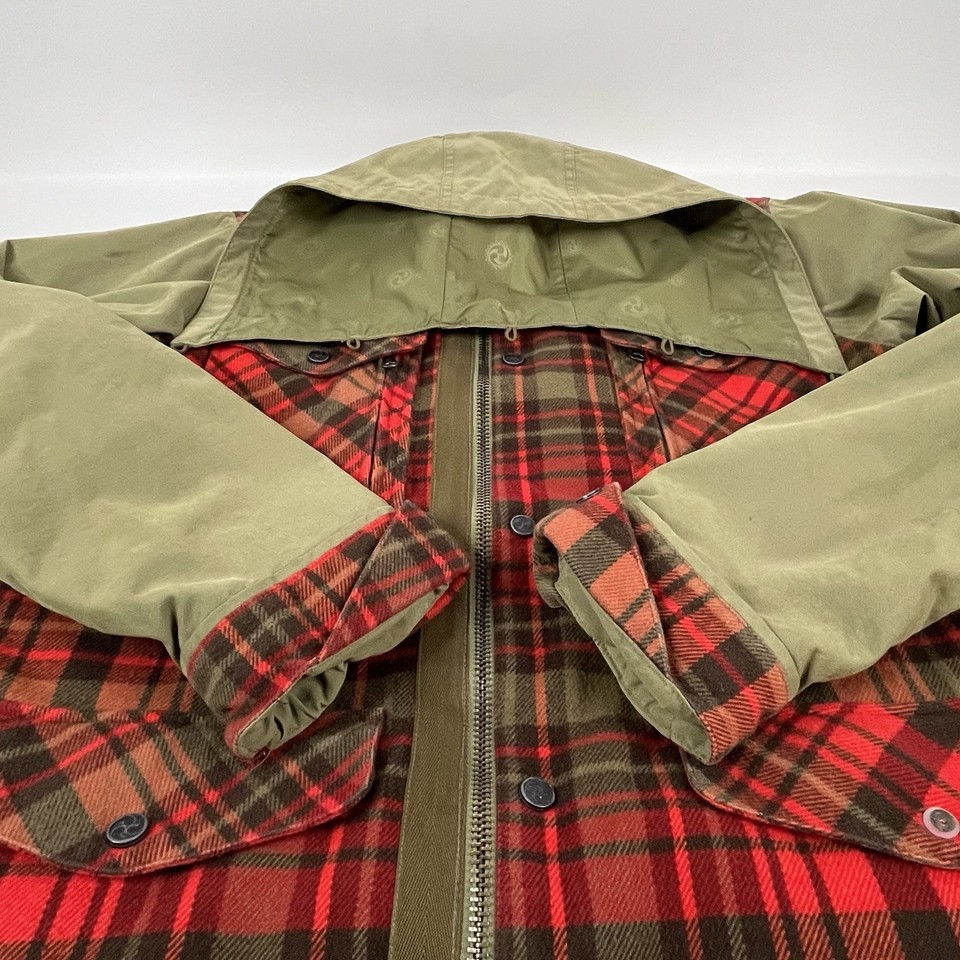 Burton Ronin Dryride Hooded Snowboard Jacket Plaid Flannel Green Red ...