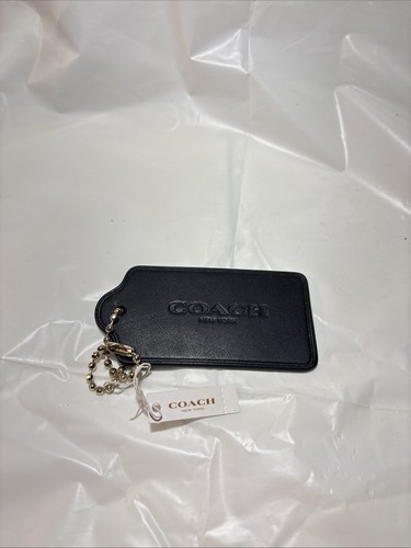 Coach New York Leather Replacement Hang Tag Key Fob Charm Black Leather ...