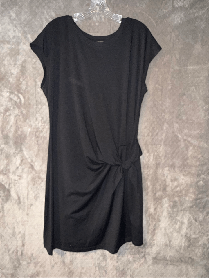 Nicole Miller Women’s Lg Side Cinched Short Sleeve Black Cotton Dress ...