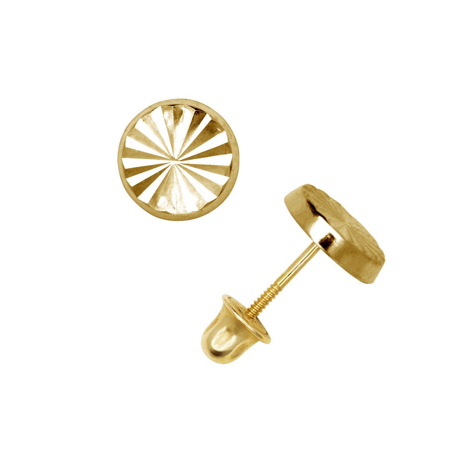 14k Yellow Gold Round Baby Screw Back Stud Earrings | eBay