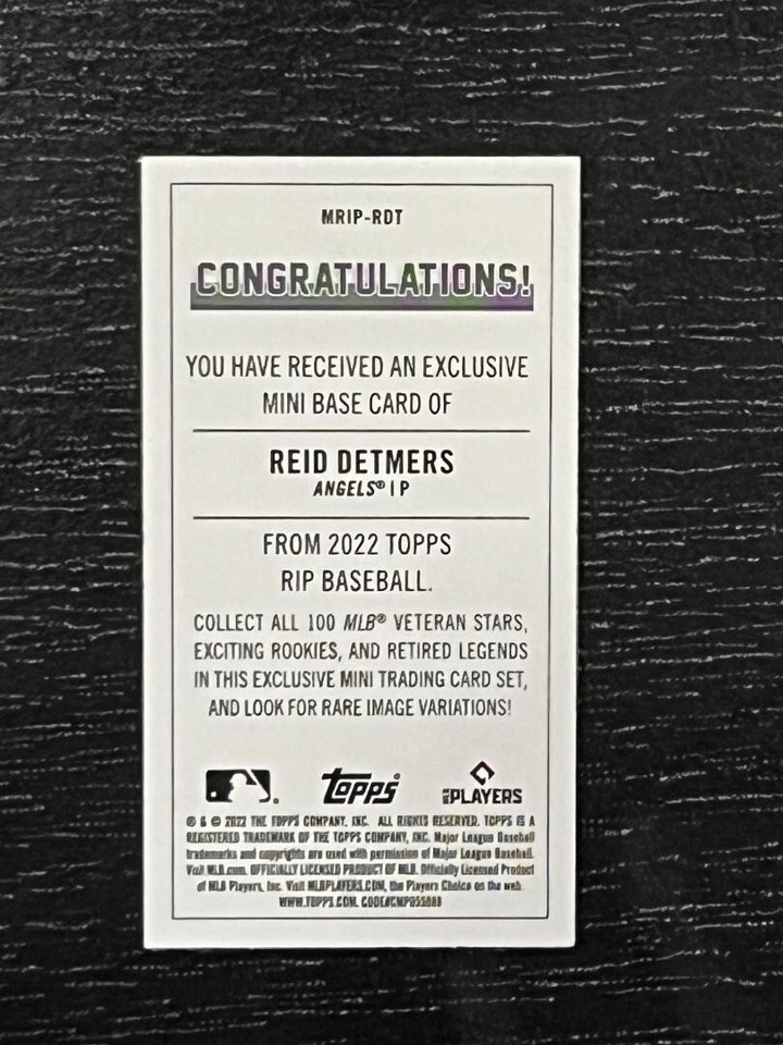 2022 Topps Rip Card Reid Detmers Mini Riptide Parallel #'d/25 SP RC | eBay