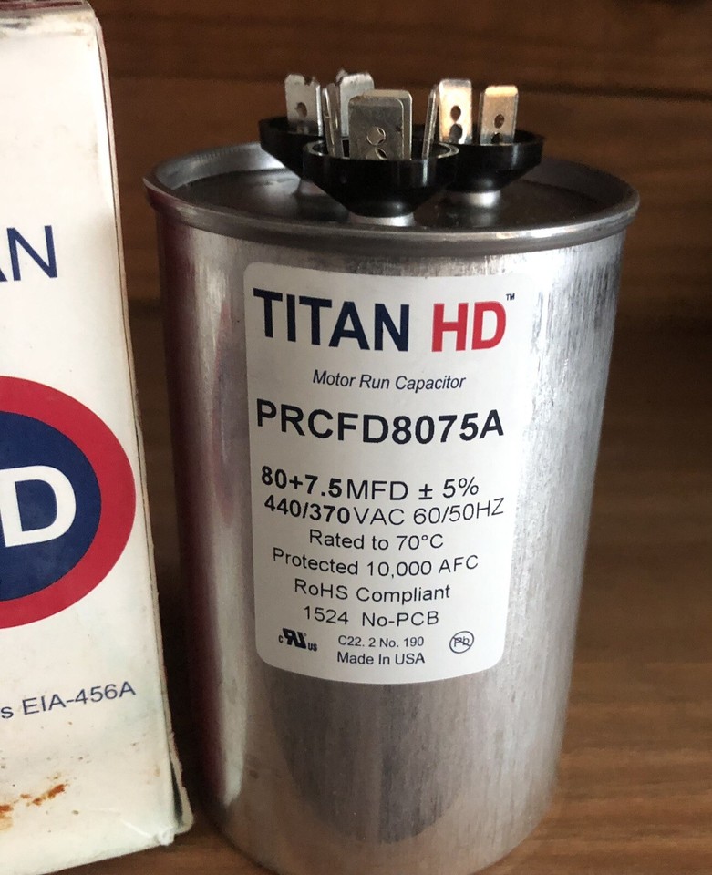 TITAN HD PRCFD8075A Dual Run Capacitor 80+7.5MFD | eBay