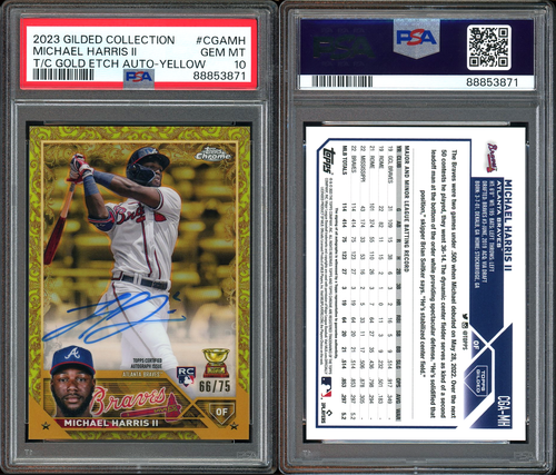 2023 Topps Chrome Gilded Michael Harris II Rookie Autograph Yellow Auto ...