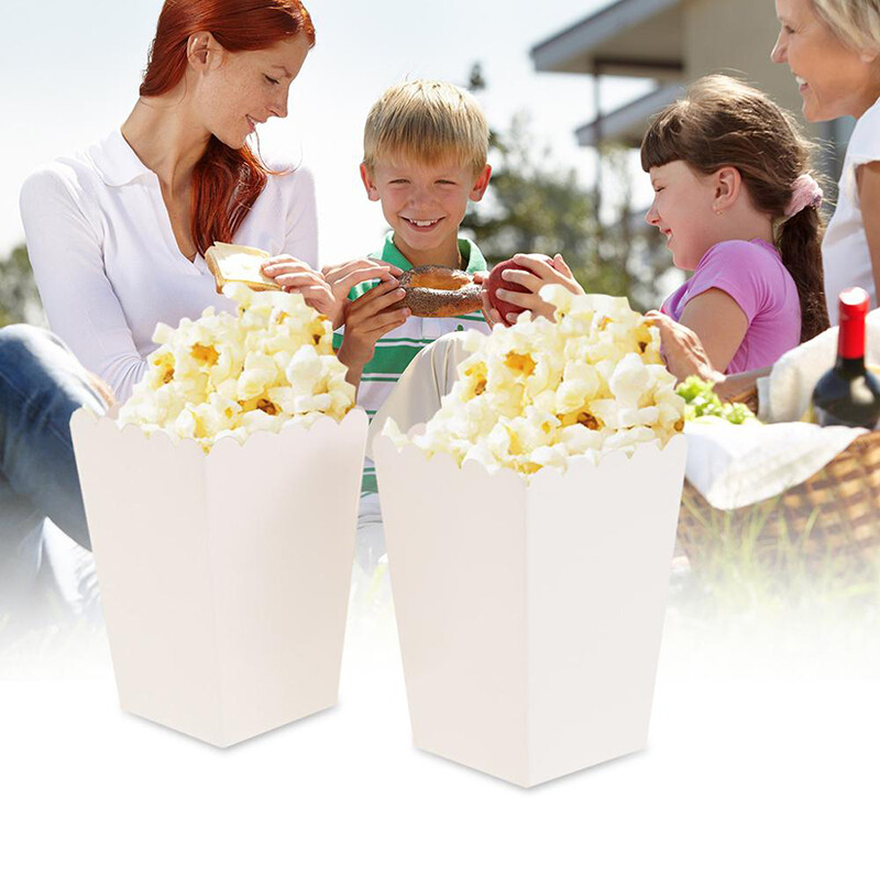 12pcs Pure White Popcorn Boxes Container Movie Birthday Party Treat ...