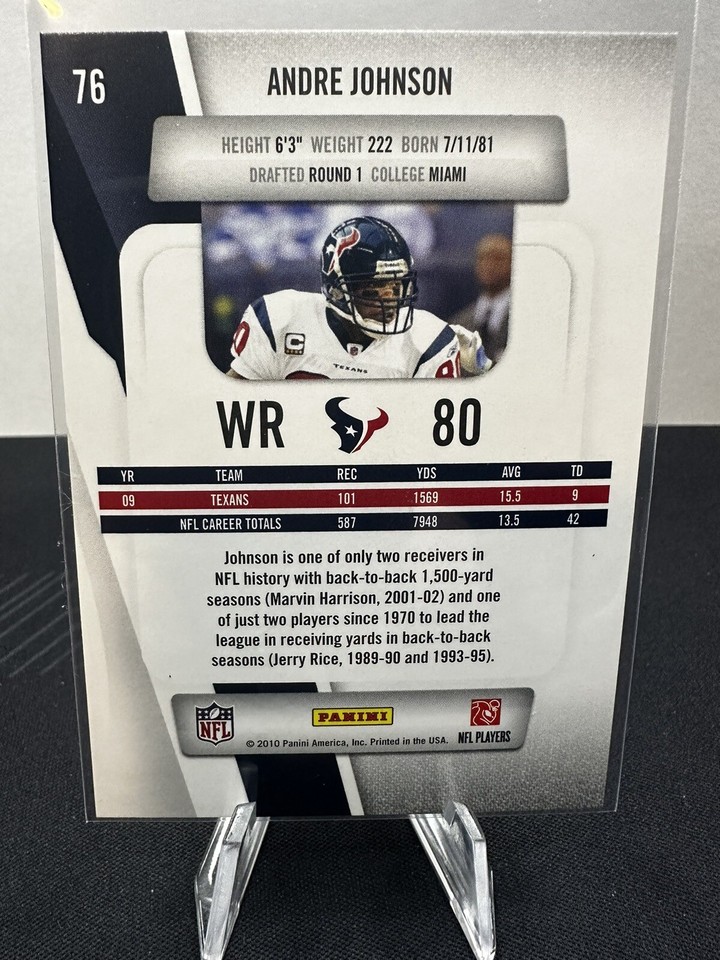 💥2010 Prestige Football Card #76 Andre Johnson Houston Texans | eBay