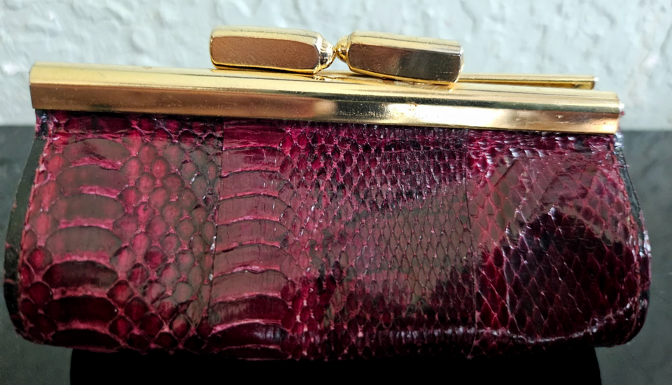 Noblesse Vintage Genuine Snake Skin Coin Purse. Purple/Wine Color ...