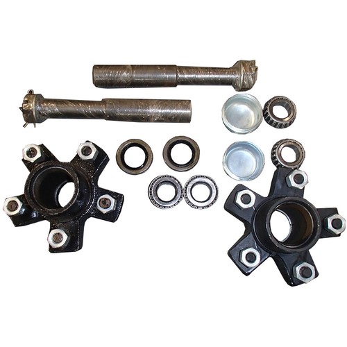(2) Trailer Axle Kits 2,000 lbs 5 on 4.5" Bolt Pattern Idler Hubs Round ...