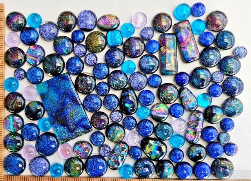 100 Plus Assorted Handcrafted Dichroic Glass Cabochons/Lot/Jewelry ...