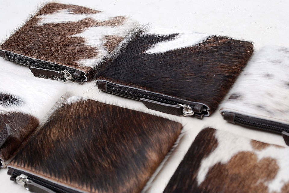 Cowhide Coin Purse Leather Change Pouch Zipper Purse Unisex (6 pieces ...