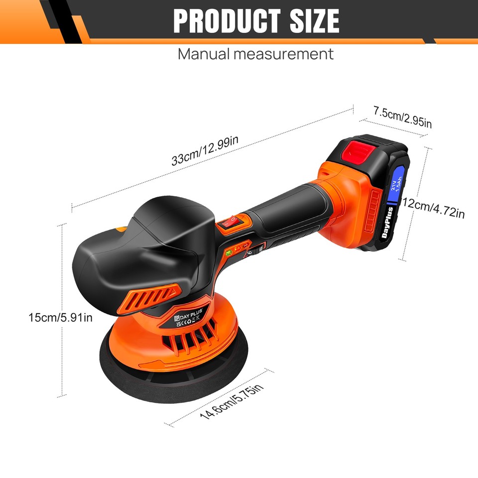 Cordless 6" Dual Action Car Polisher Buffer Orbital DA Polishing ...