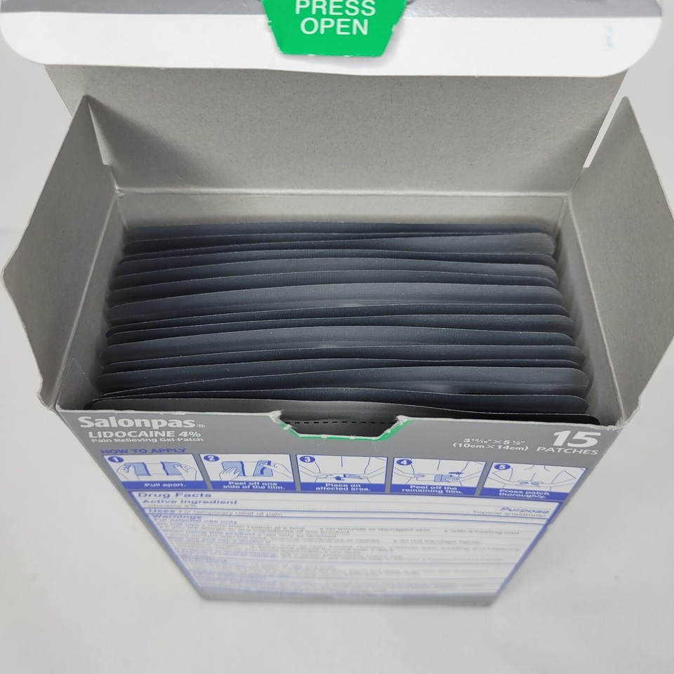 Salonpas Lidocaine 4% Gel-Patch (15 ct.)-New- Exp 02/2026 | eBay