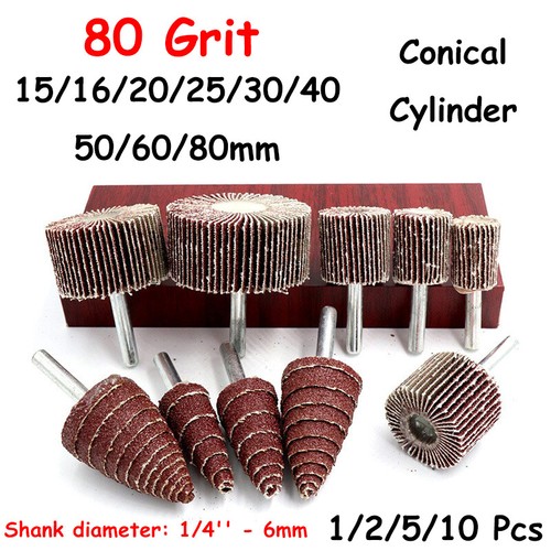 80 Grit 15mm-80mm Sanding Flap Wheel Disc Sandpaper Abrasive 1/4 ...