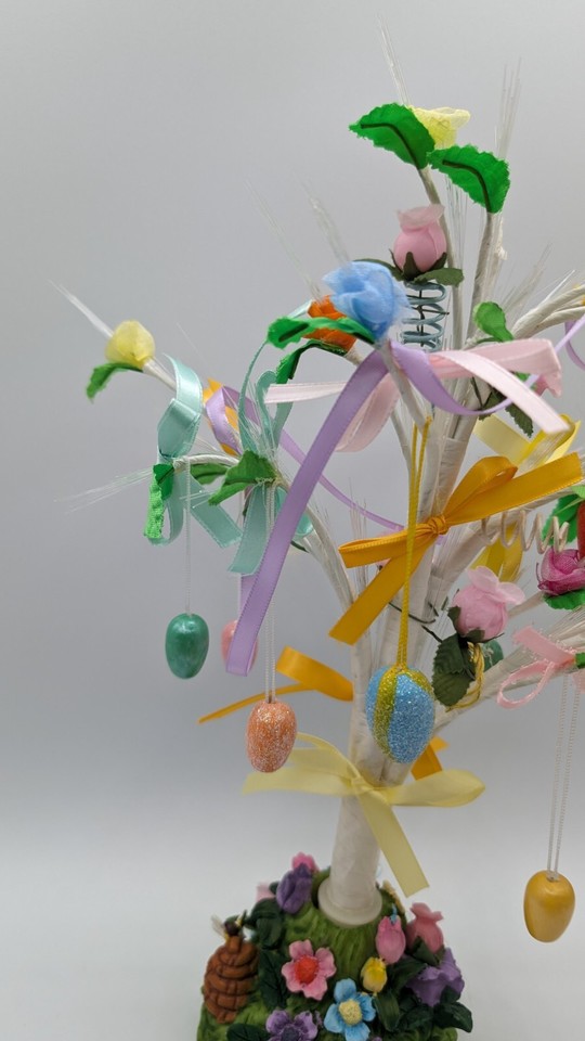 VTG Fiber Optic Light Up Easter Tree 14" Colorful Spring w/ Ornaments ...