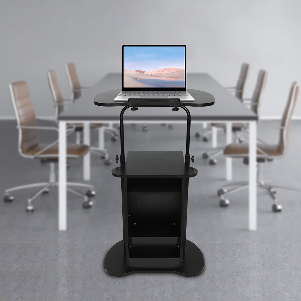 Lectern Podium Laptop Stand, Mobile Height Adjustable Church Classroom ...