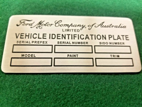 Australian Built Ford Data Plate acid etched aluminum | eBay