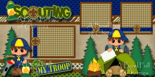 SCOUTING ~ 2 premade scrapbook pages paper printed LAYOUT boy cub ...