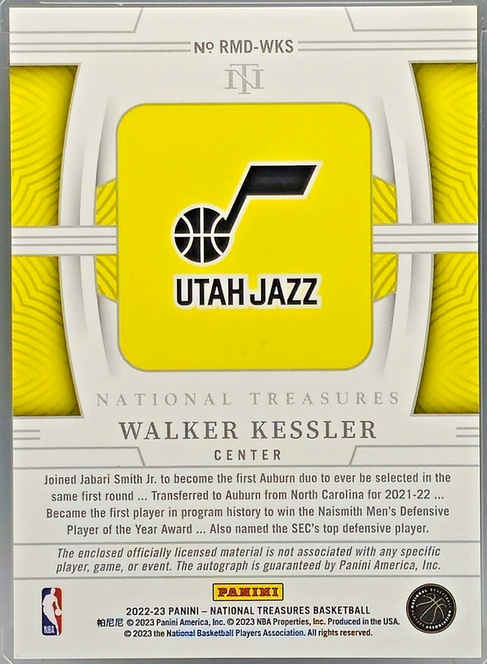 Walker Kessler RPA 2022-23 National Treasures RC Rookie Dual Patch Auto ...
