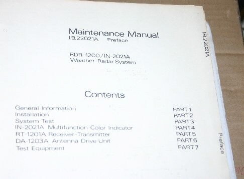 Bendix King RDR-1200/IN-2021A Weather Radar system maintenance Manual ...