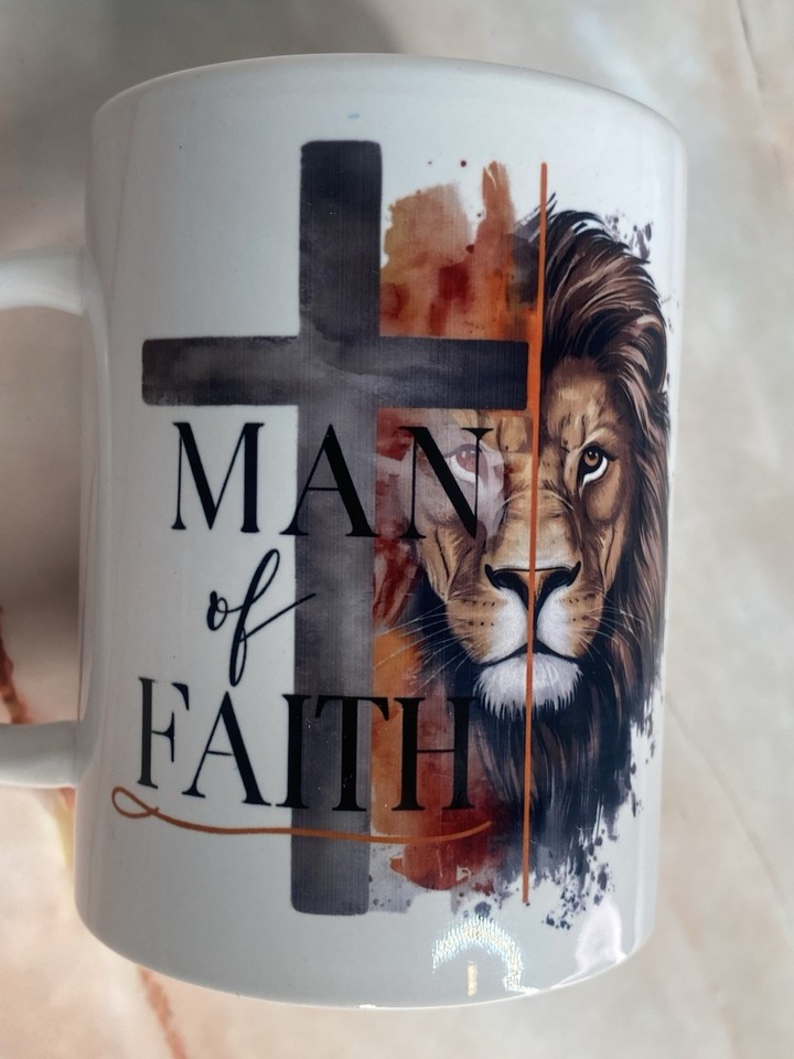 15 OZ Coffee Mug with “MAN OF FAITH” design Spiritual Quote Gift ...