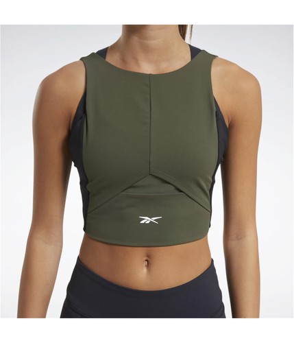 Reebok Womens Colorblock Crop Tank Top, Green, Small | eBay