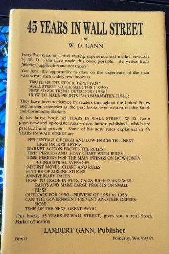 Hardcover Book W.D Gann 45 Years On Wall Street | eBay