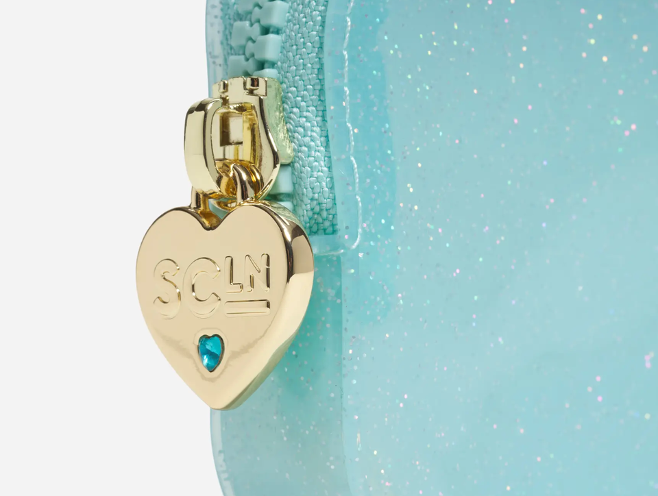 Stoney Clover Lane light blue glitter small micro jelly pouch new with ...