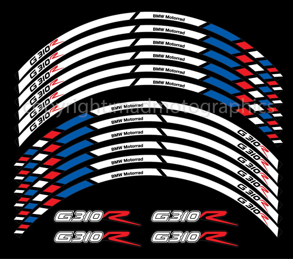 G310R motorcycle wheel decals 12 rim stickers set bmw g310 R motorbike ...