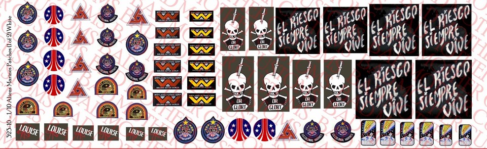 1/10 Scale Decals: Aliens Colonial Marines Patches - Waterslide Decals ...