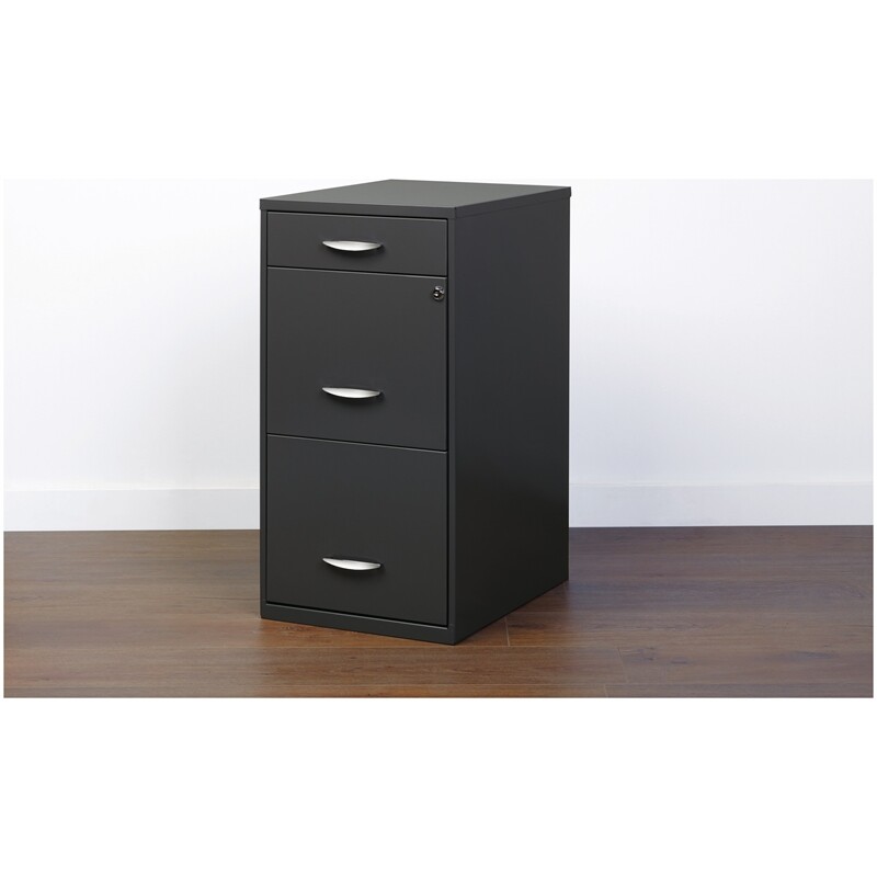 Space Solutions Contemporary 3 Drawer Metal File Cabinet in Charcoal ...