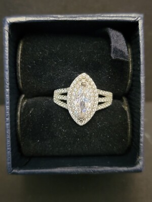Ring ladies Mirador marquise cut New In Box size 7 set in .925 silver ...