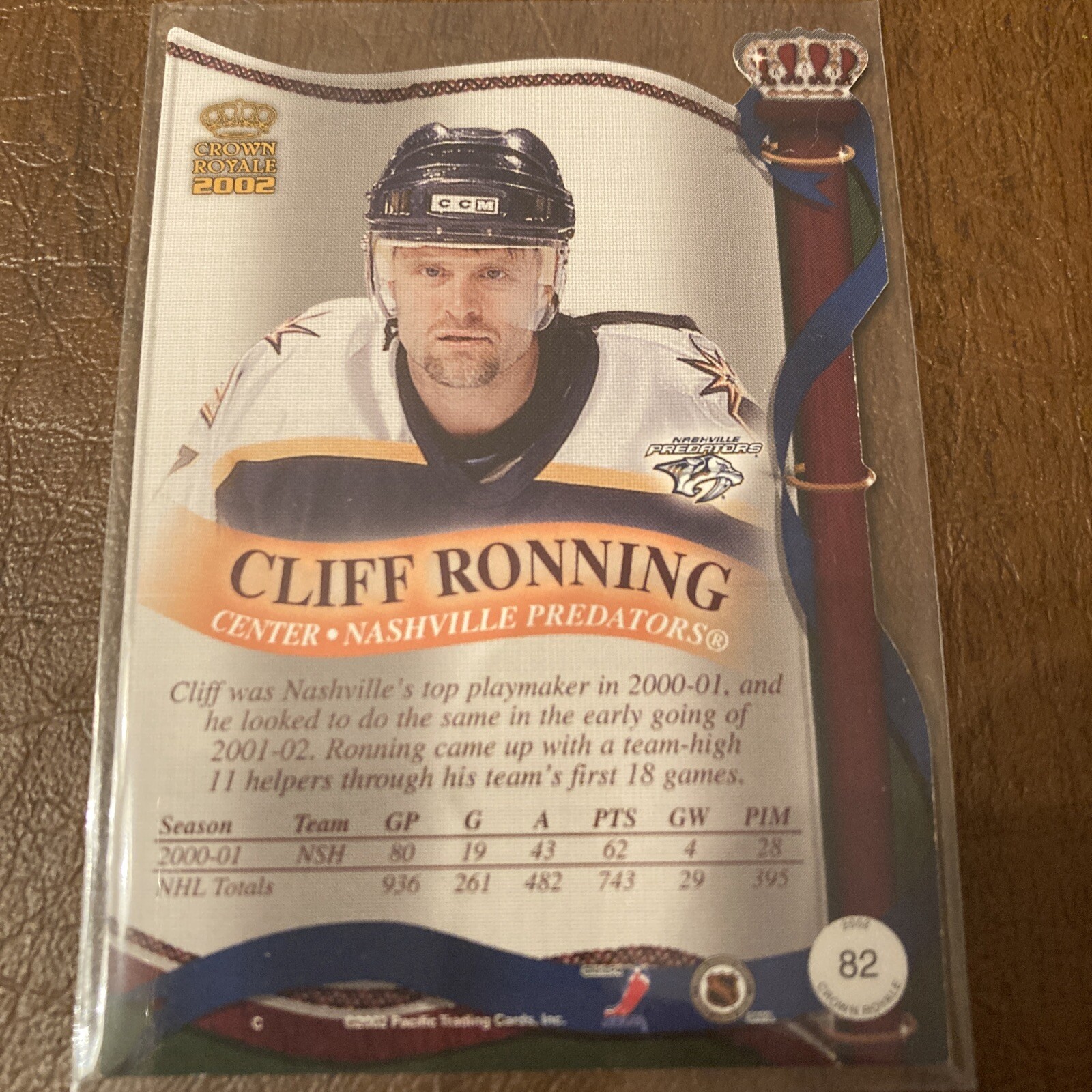 2001-02 Pacific Crown Royale Nashville Predators Cliff Ronning # 82 ...