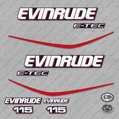 Evinrude 115 hp ETEC 2007-2008 Blue Cowl outboard engine decals sticker ...
