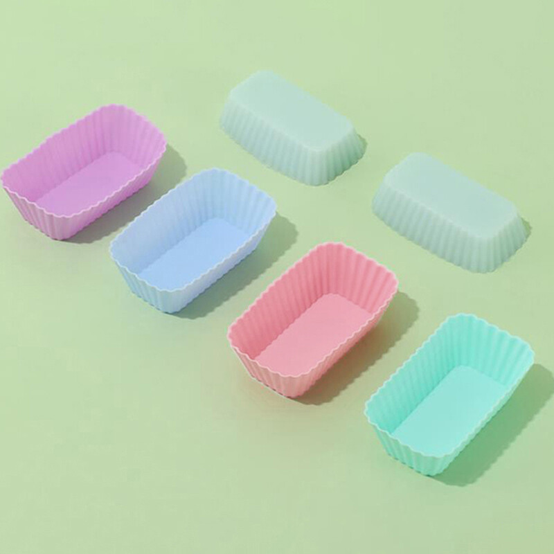 5Pcs Silicone cake mould rectangular muffin cup cake oven household ...