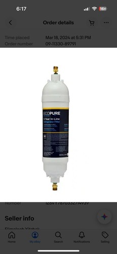 EcoPure EPINL30 5 Year in-Line Refrigerator Filter-Universal Includes ...