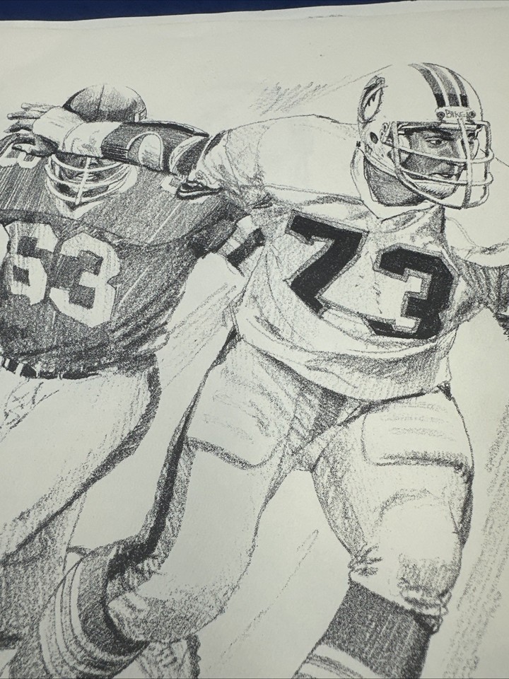 Lot of 6 Miami Dolphins Artwork Sketches 1981 Shell Oil NFL Football ...