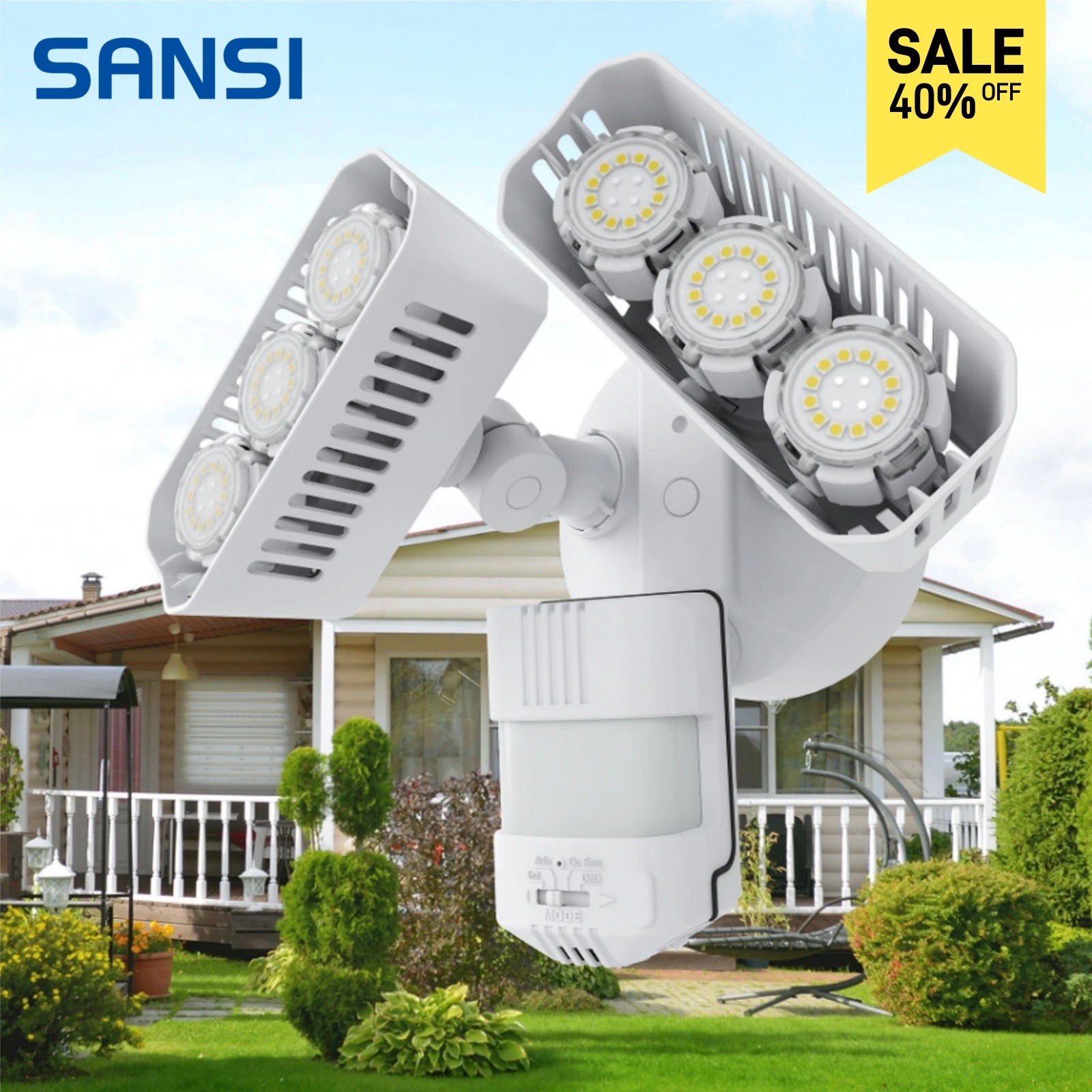 SANSI Security Light LED Motion Sensor 5000LM Outdoor Lighting Bright ...