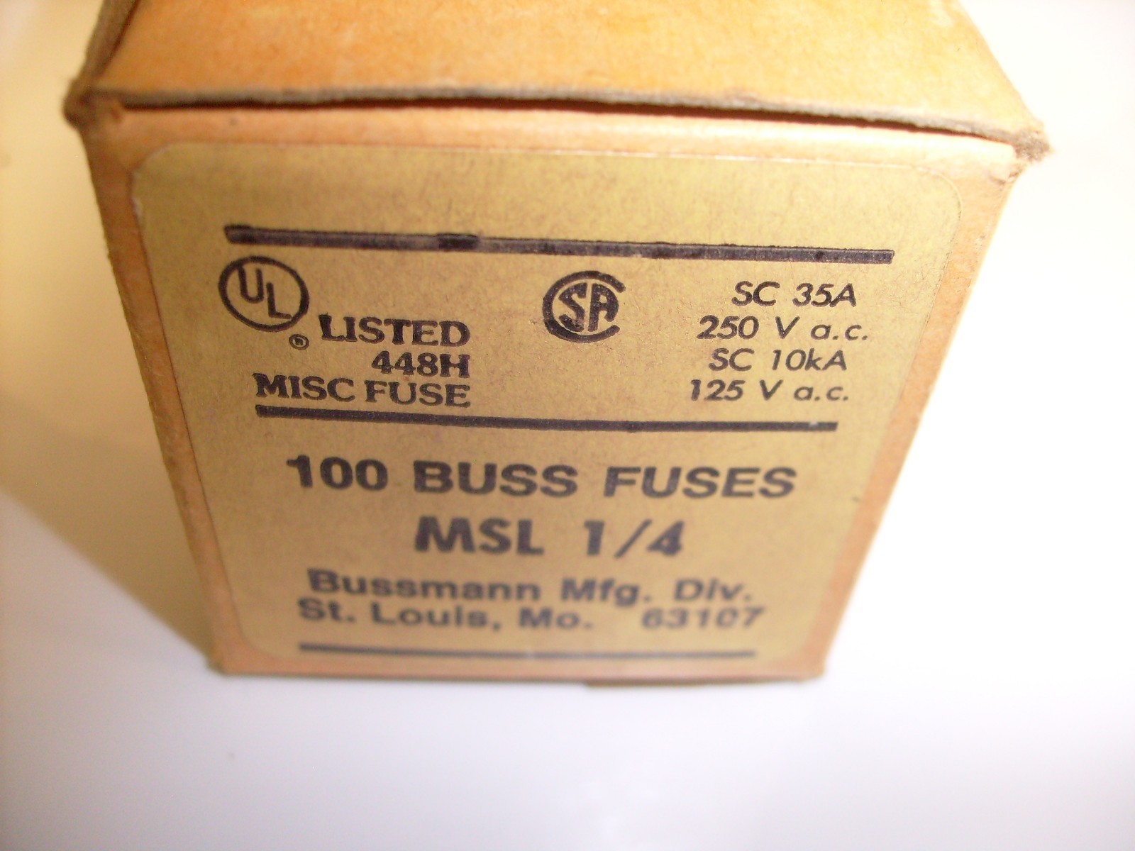 BUSS FUSES QTY 90 FUSES 448H MSL 1/4 SC 35A Box lot NOS /r5 | eBay