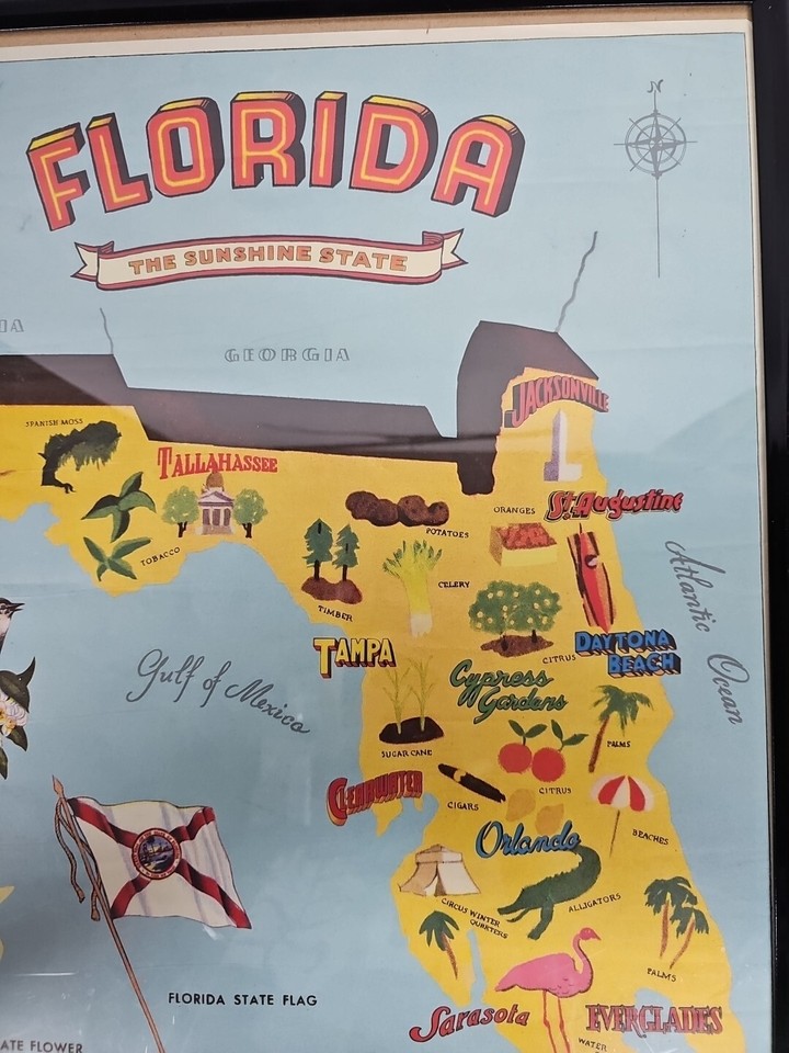 Florida The Sunshine State Map Poster | eBay