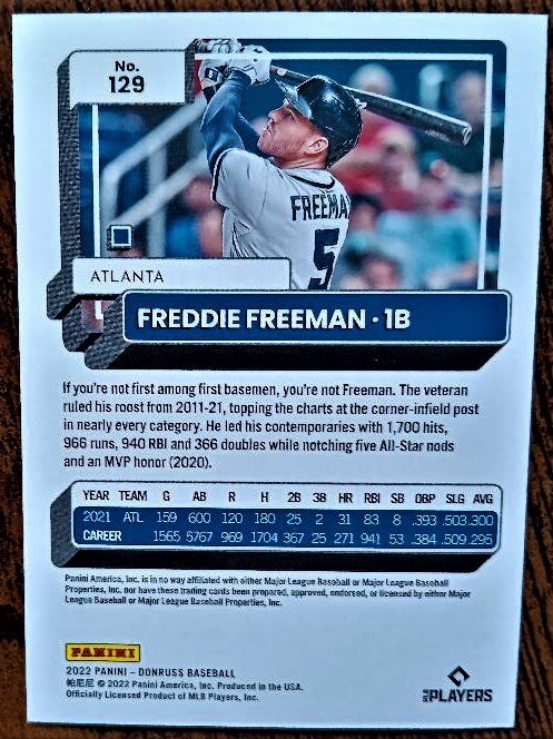 2022 FREDDIE FREEMAN DONRUSS RED PARALLEL DODGERS MVP W/S #129 GEM MINT ...