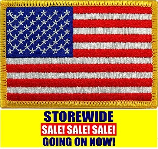 AMERICAN FLAG LEFT FACING Embroidered Uniform Iron-On Size 3.5 x 2.25 ...