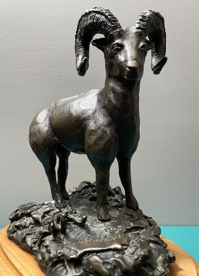 83 Bronze Bighorn Ram Sheep Buck Antlers Wildlife Animal Statue ...