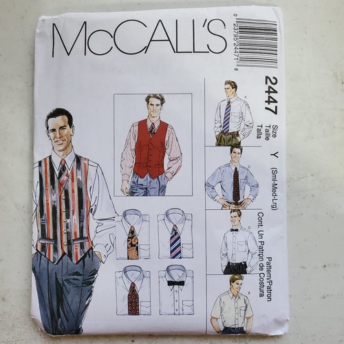 Vintage McCalls 2447 Mens Dress Shirt Vest Tie Bow Tie Adult XS S M ...