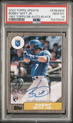 2022 Topps Update Bobby Witt Jr. ‘87 Topps BB Auto Black RC AUTO 118/ ...