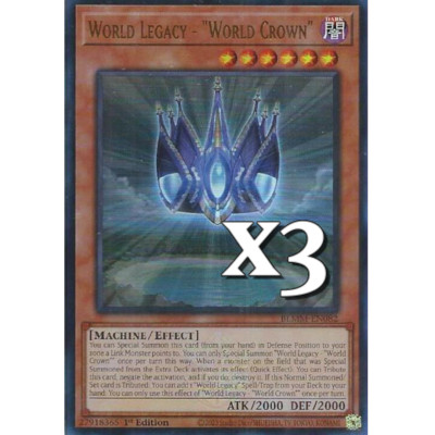 3x World Legacy - "World Crown" BLMM-EN082 Ultra Rare NM 1st Ed YUGIOH ...